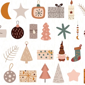 Boho Christmas Clipart,boho Christmas,boho Holiday Clipart,boho ...