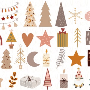 Boho Christmas Clipart Bundle, Holiday PNG Images (digital Download) - Etsy