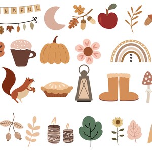 Boho Autumn Clipart,autumn Clipart,boho Fall Floral,fall Clipart ...