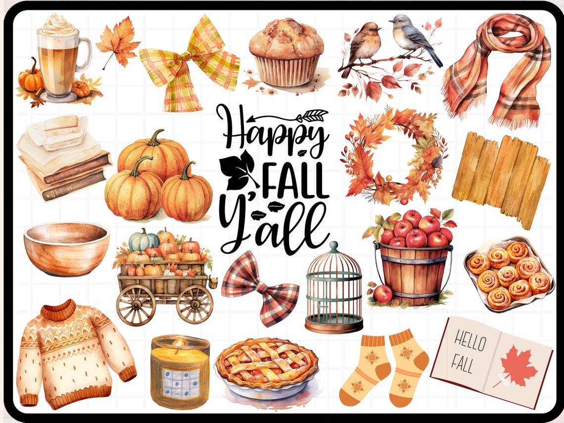 Fall Goodnotes Stickers: Watercolor Autumn Planner Set (PNG, PDF) - Etsy