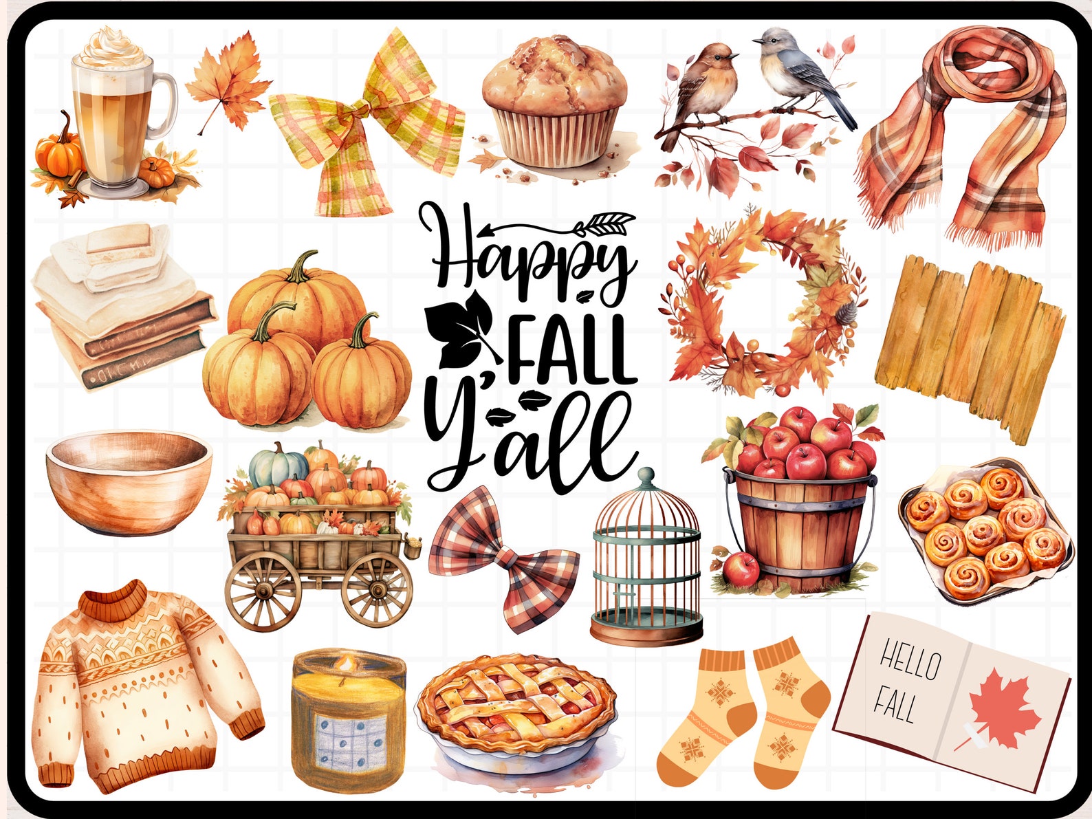 Fall Goodnotes Stickers: Watercolor Autumn Planner Set (PNG, PDF) - Etsy