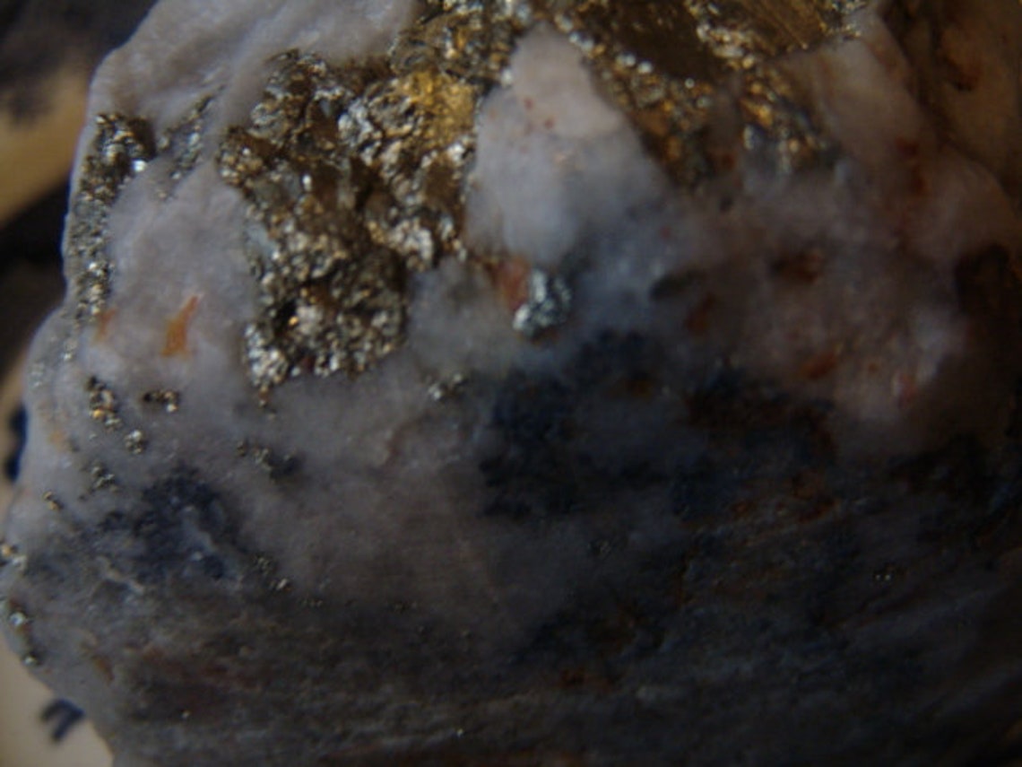 6LB Extremely Rare Blue Gold Quartz Ore Beautiful Surface 22k Gold Blue ...