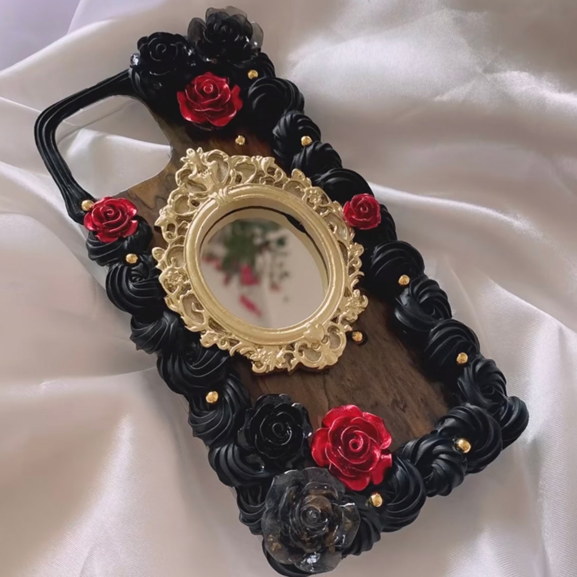 Gold Mirror and Red Roses Baroque Style Decoden Phone Case for - Etsy