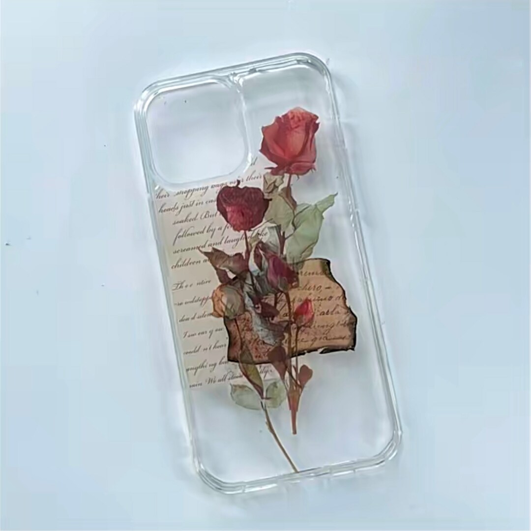 Roses and Old Letter Phone Case for All Brand, Clear Aesthetic Rose and ...
