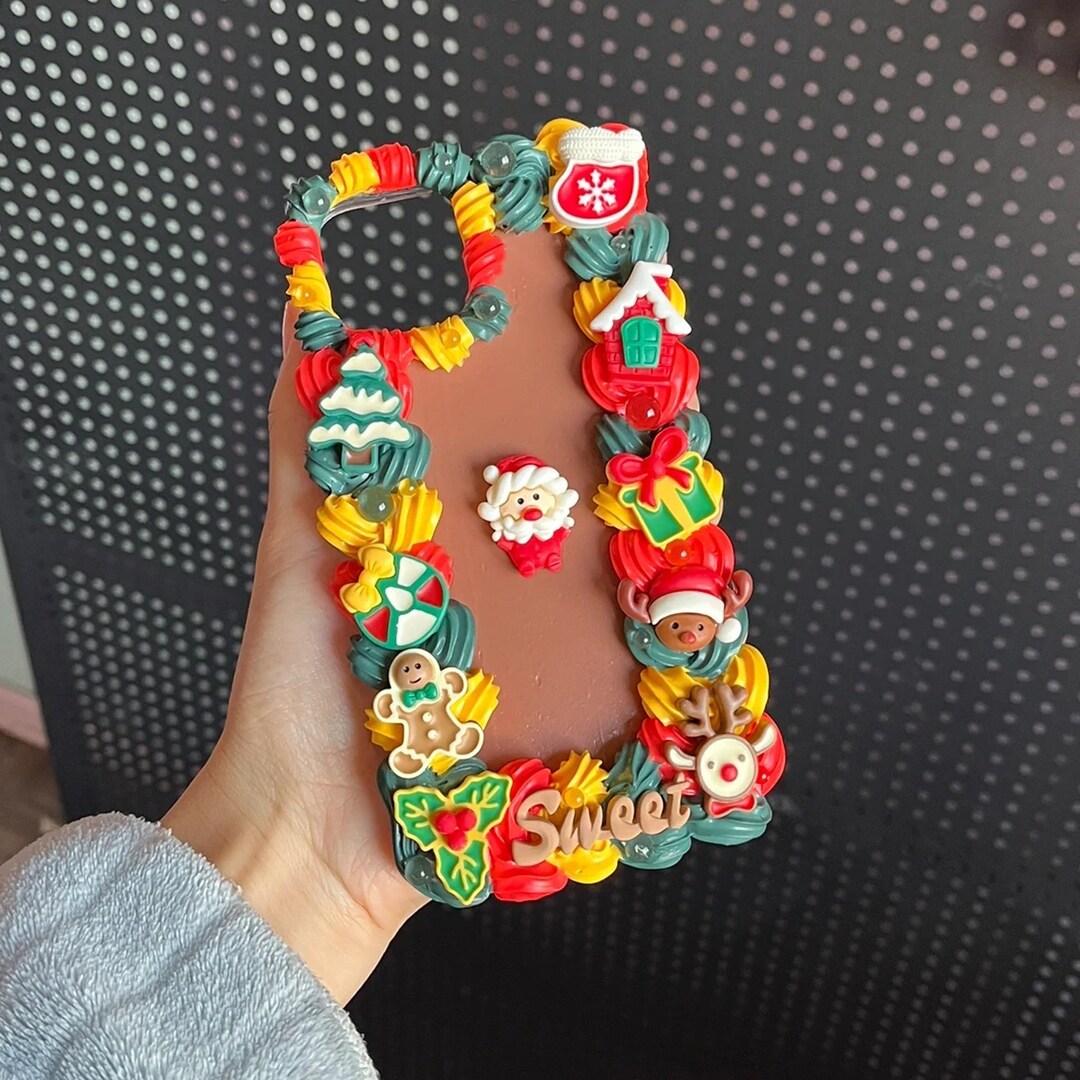 Christmas Decoden Phone Case, Cute Santa Claus, Christmas Tree, Green ...