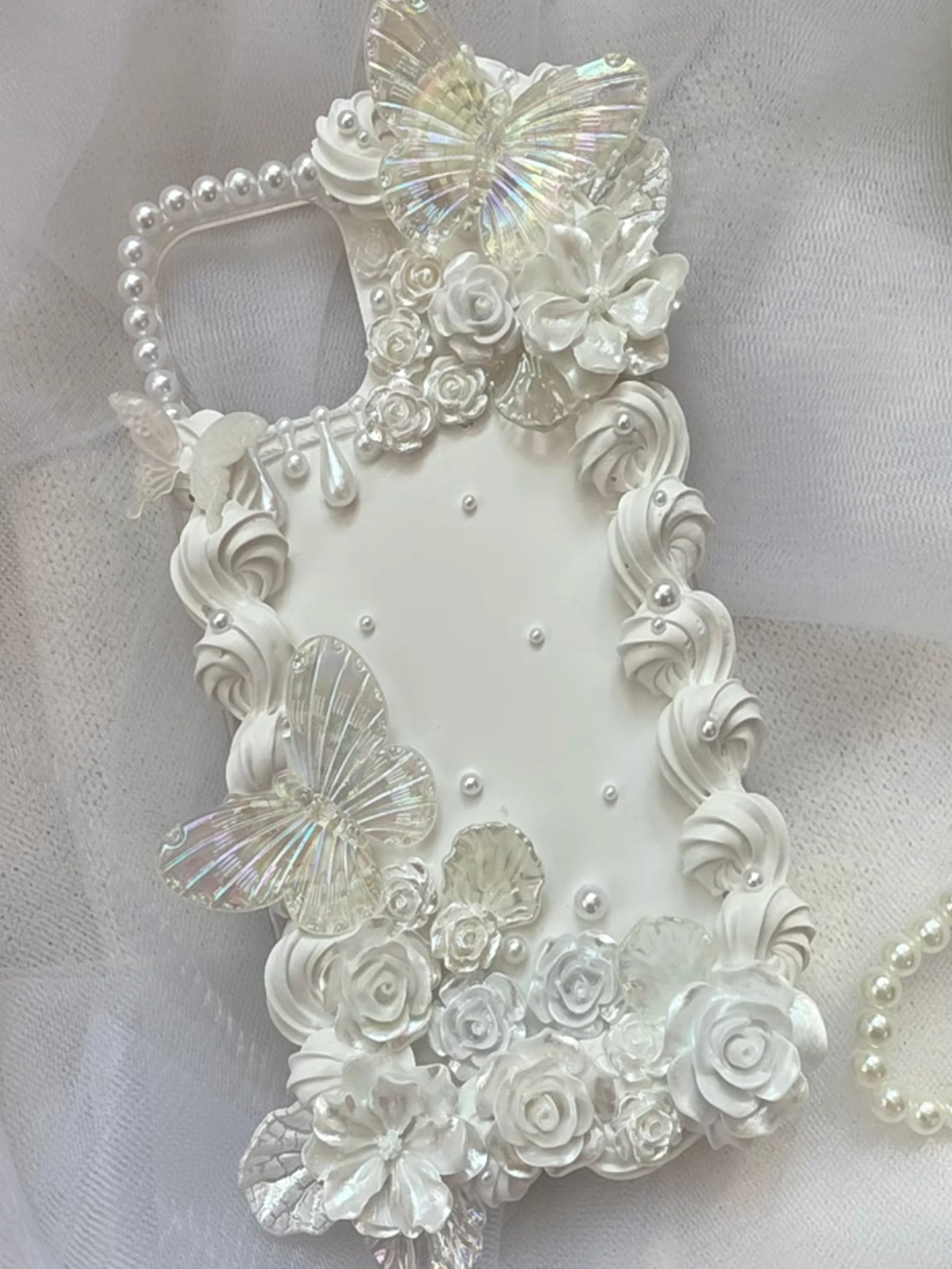 Pure White Floral Decoden Phone Case for All Brand Baroque - Etsy