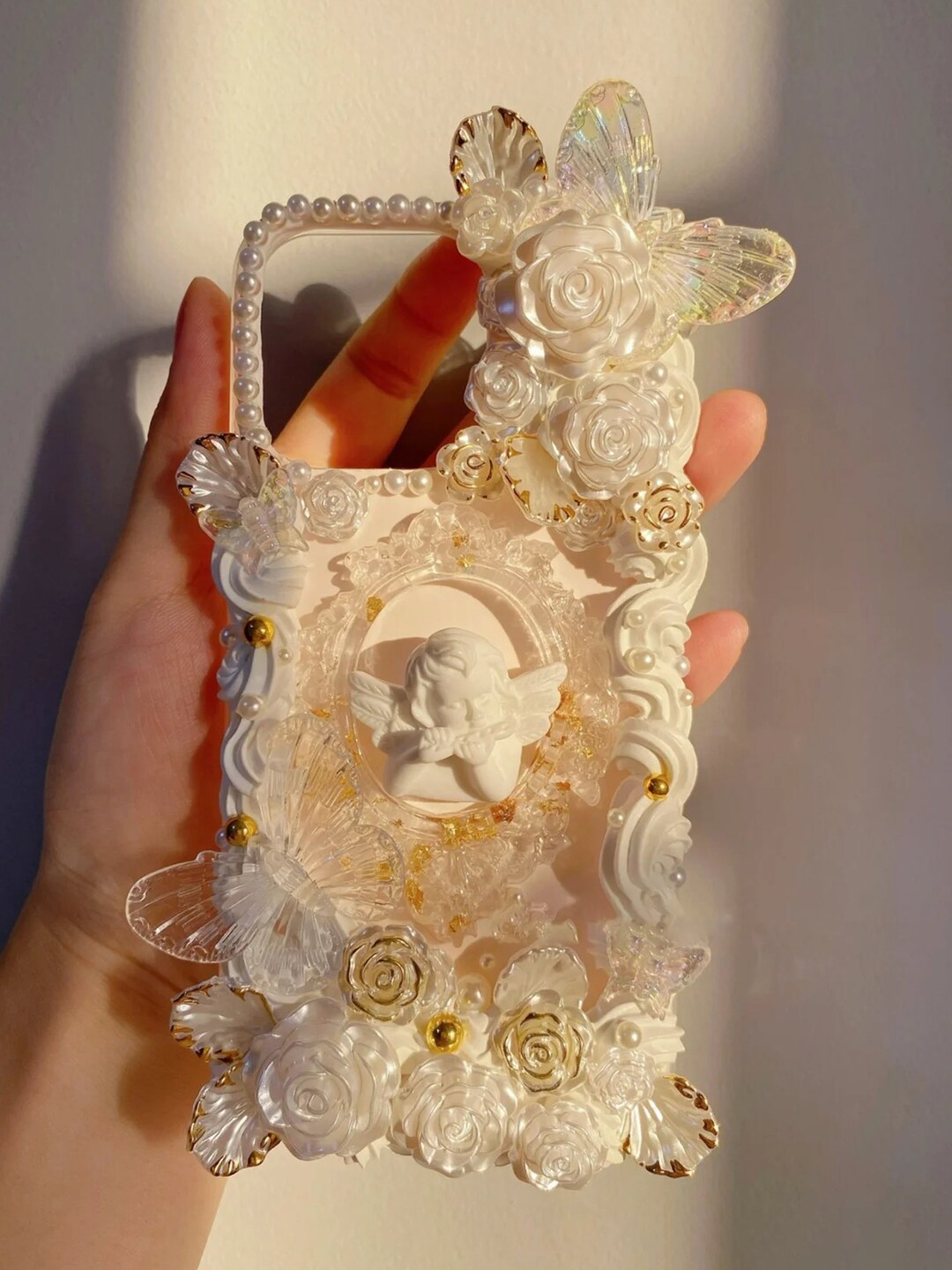 Gold Roses Baroque Style Decoden Phone Case for All Brand, Angel ...