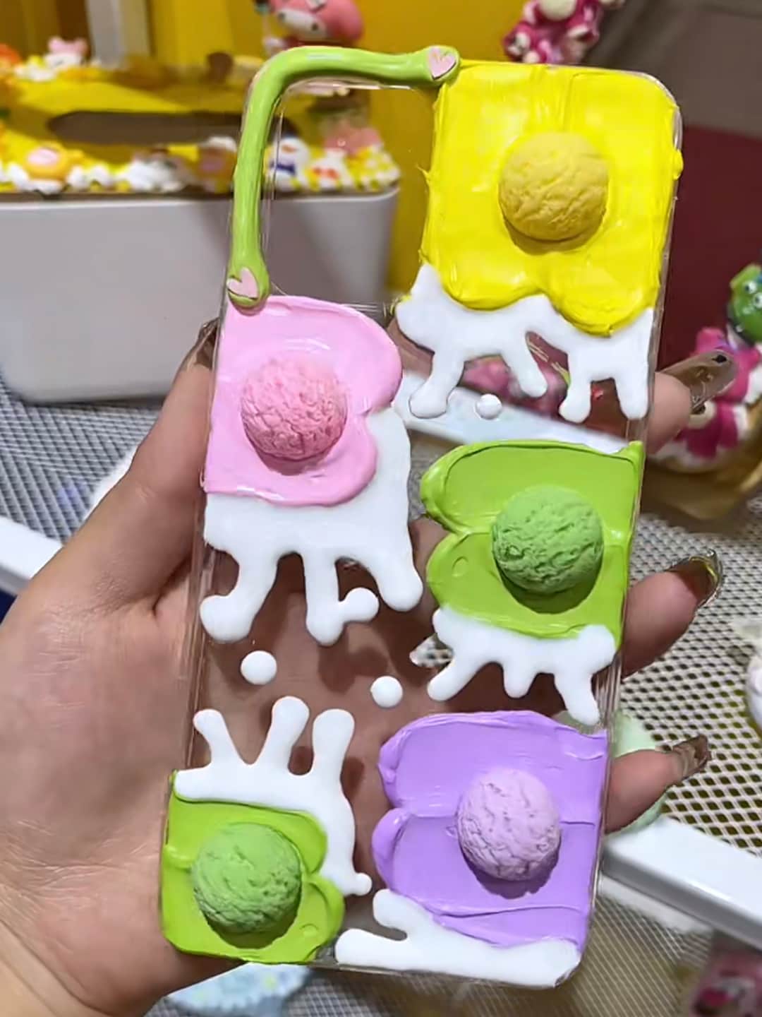 Melting Ice Cream Ball Decoden Phone Case, Handmade Ice Cream Phone ...