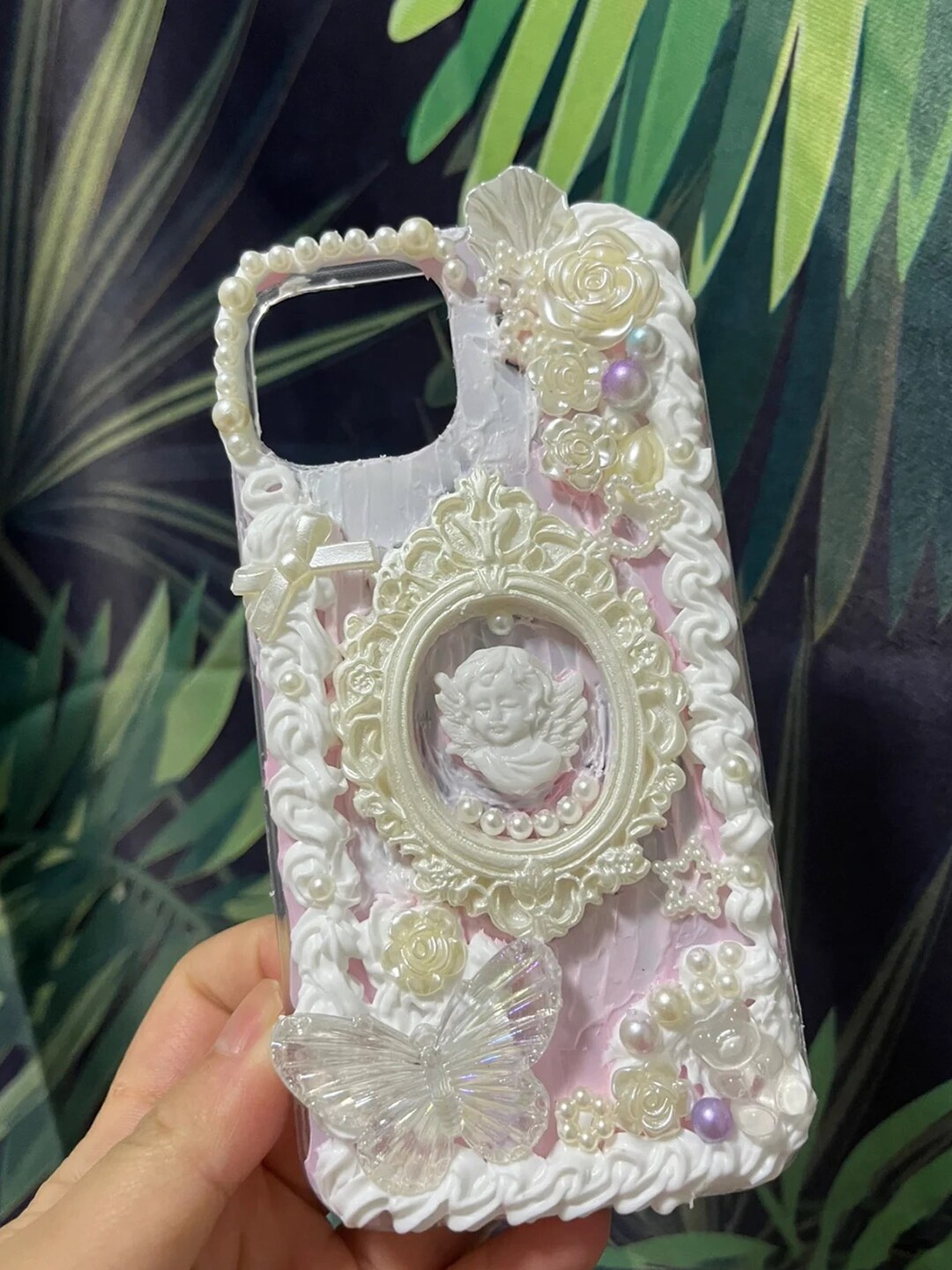 Light Violet Baroque Style Decoden Phone Case for All Brand, Angel and ...