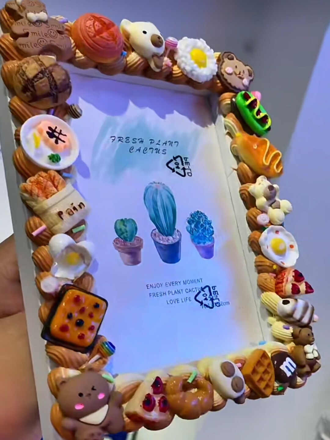 Fake Food and Snacks Decoden Photo Frame, Cute Breads and Cakes, Brown ...