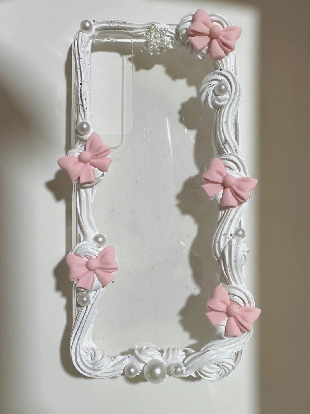 Cute Pink Bow Frame Phone Case for All Brand, Phone Case for Pictures ...