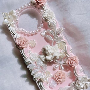 Baby Pink Angel Decoden Phone Case for All Brand, Baroque Fake Pink ...