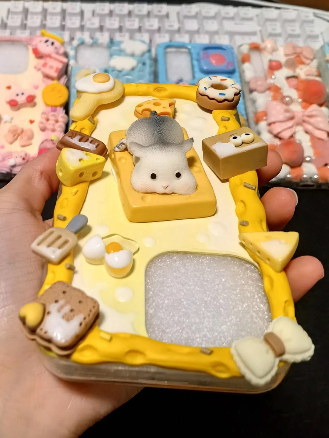 Cute Hamster Decoden Phone Case for All Brand, Yellow Egg and Cheese ...
