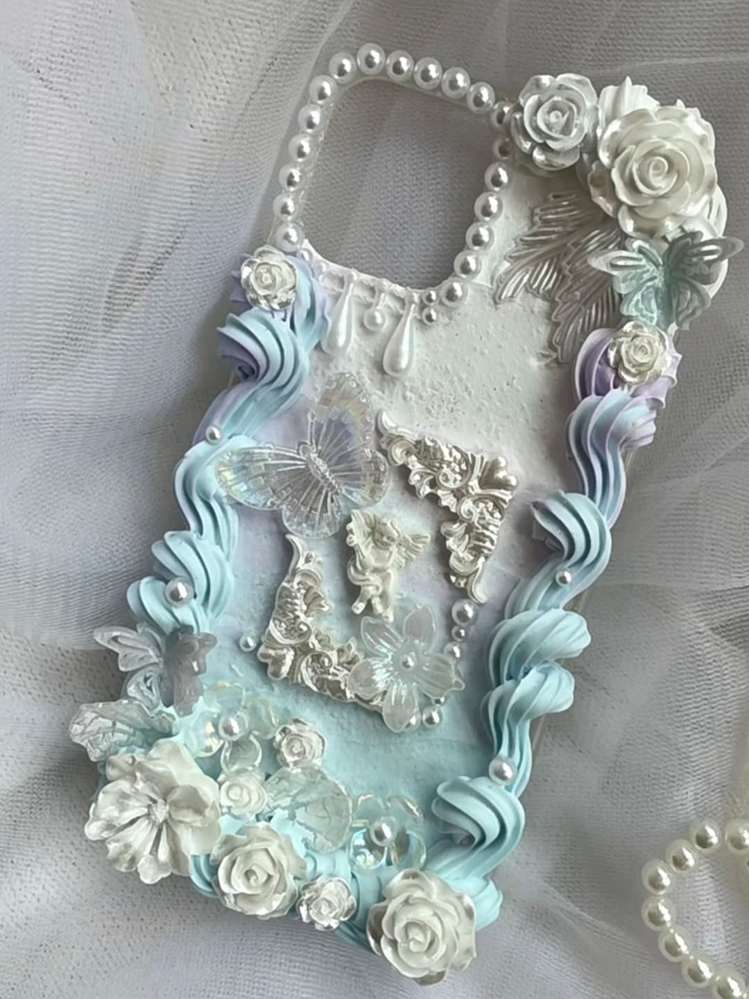 Blue Angel Decoden Phone Case for All Brand, Baroque Floral Garden ...