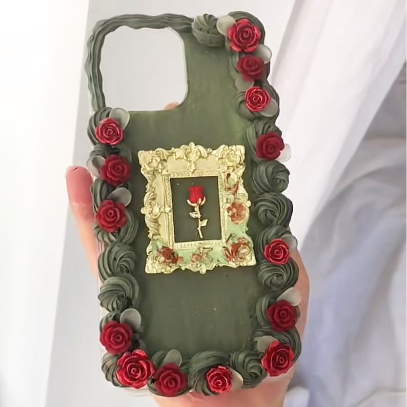 The Last Rose Gold and Black Baroque Decoden Phone Case for - Etsy