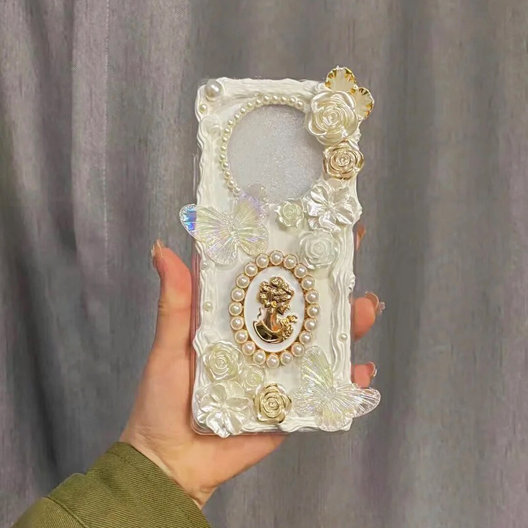 White Portrait Baroque Style Aesthetic Decoden Phone Case for All Brand ...