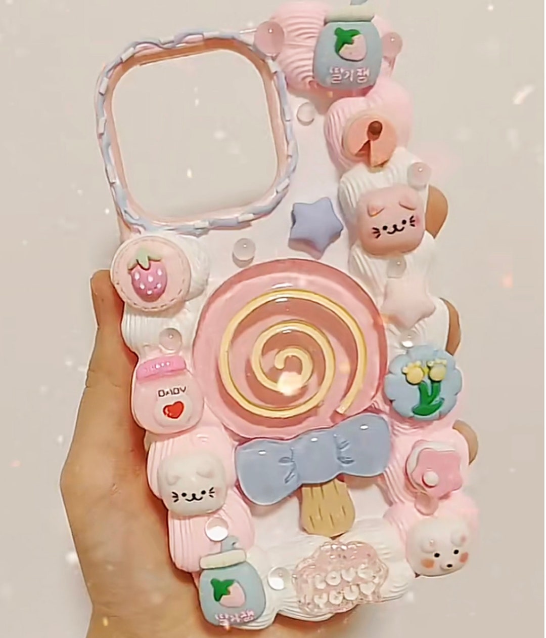 Big Kawaii Lollipop Decoden Phone Case for All Brand, Cute Kitty Fake ...