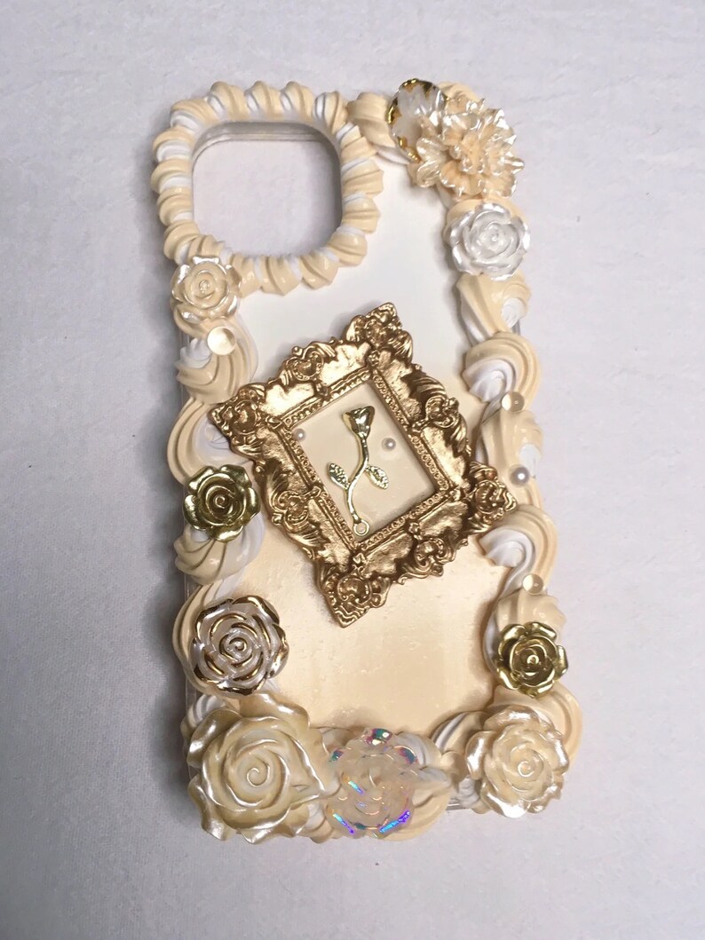 Gold Roses Paint Baroque Style Decoden Phone Case for All - Etsy