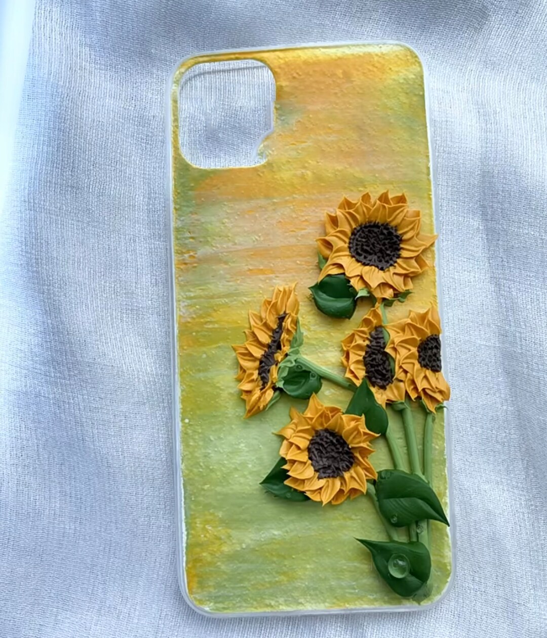 Handmade Sunflower Phone Case for All Brand, Oil Paint Texture Decora ...