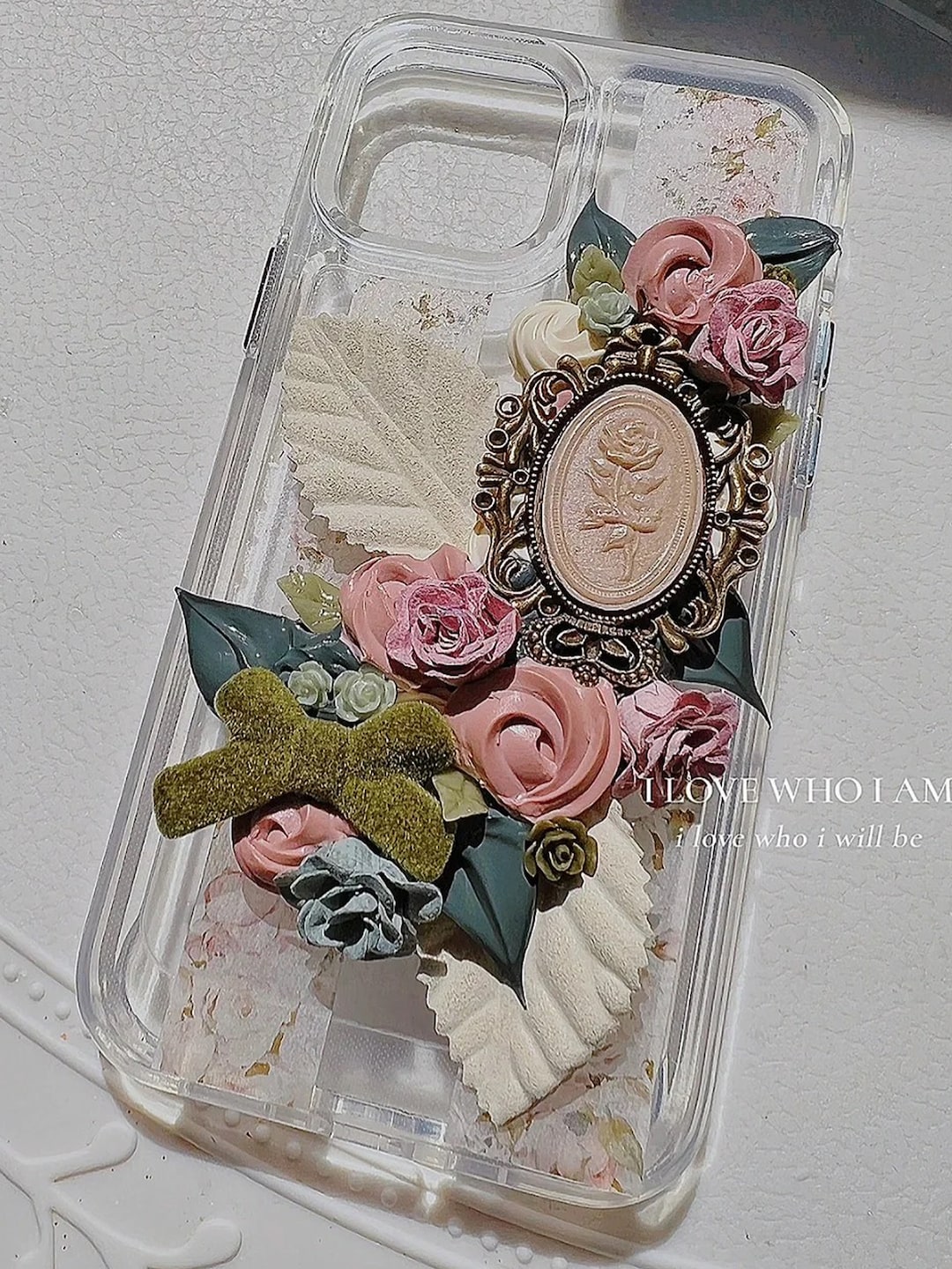 Retro Decoden Resin Phone Case for All Brand, Resin Roses and Wax Phone ...