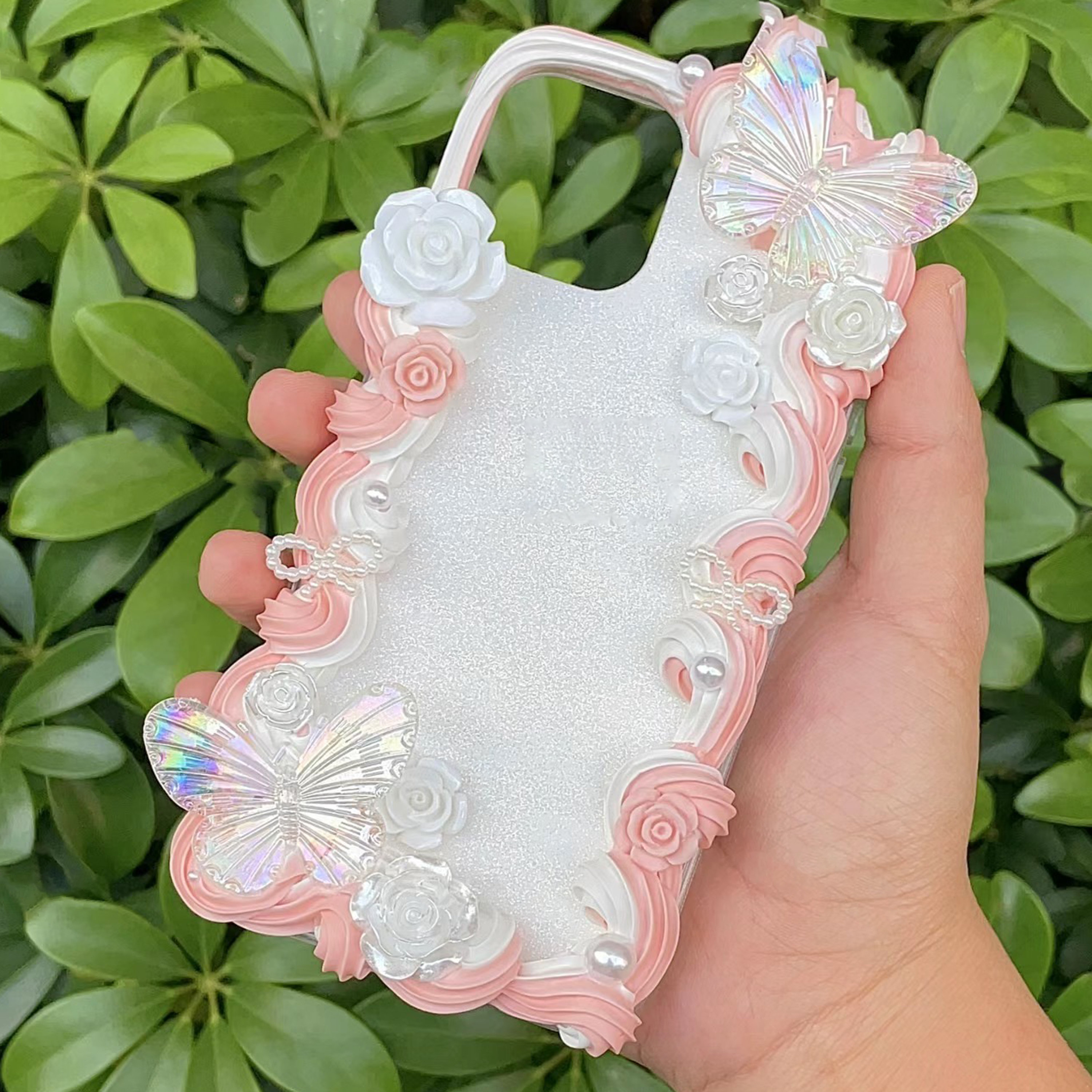 Pink Decoden Phone Case for All Brand, Fake Pink White Icing Decora ...