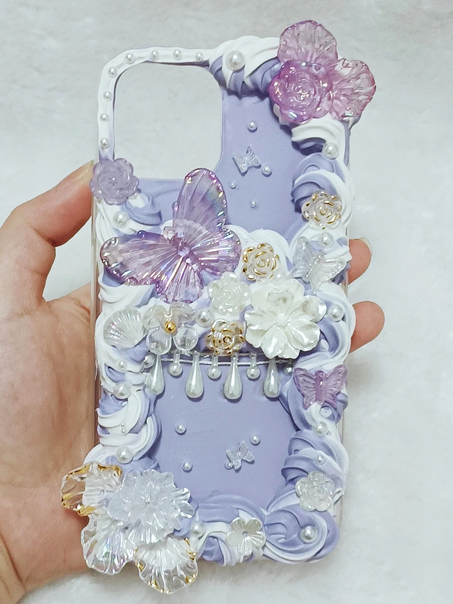 Light Purple Gorgeous Baroque Style Decoden Phone Case for All - Etsy