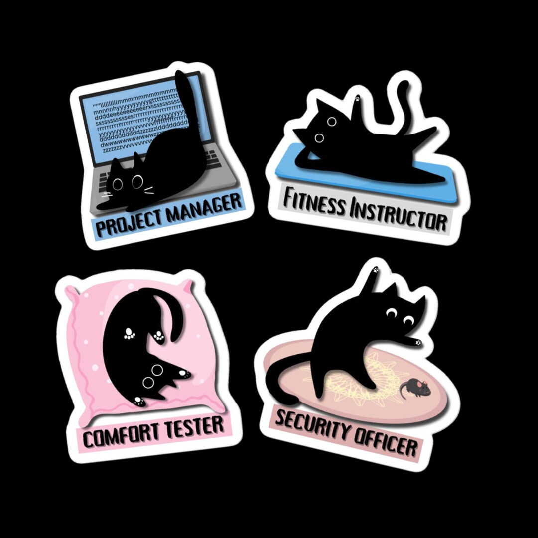 Black Cat Sticker, Set of 4, for Laptop, Indoor Use. - Etsy