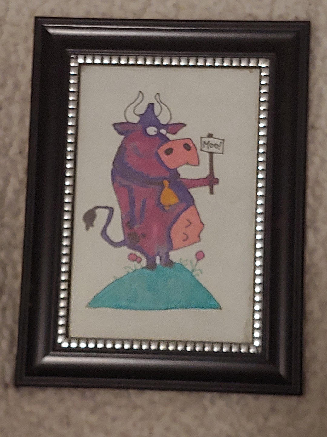 Cow Sign, Bovine, Drawing of a Cow Holding a Sign That Reads, moo Cute ...