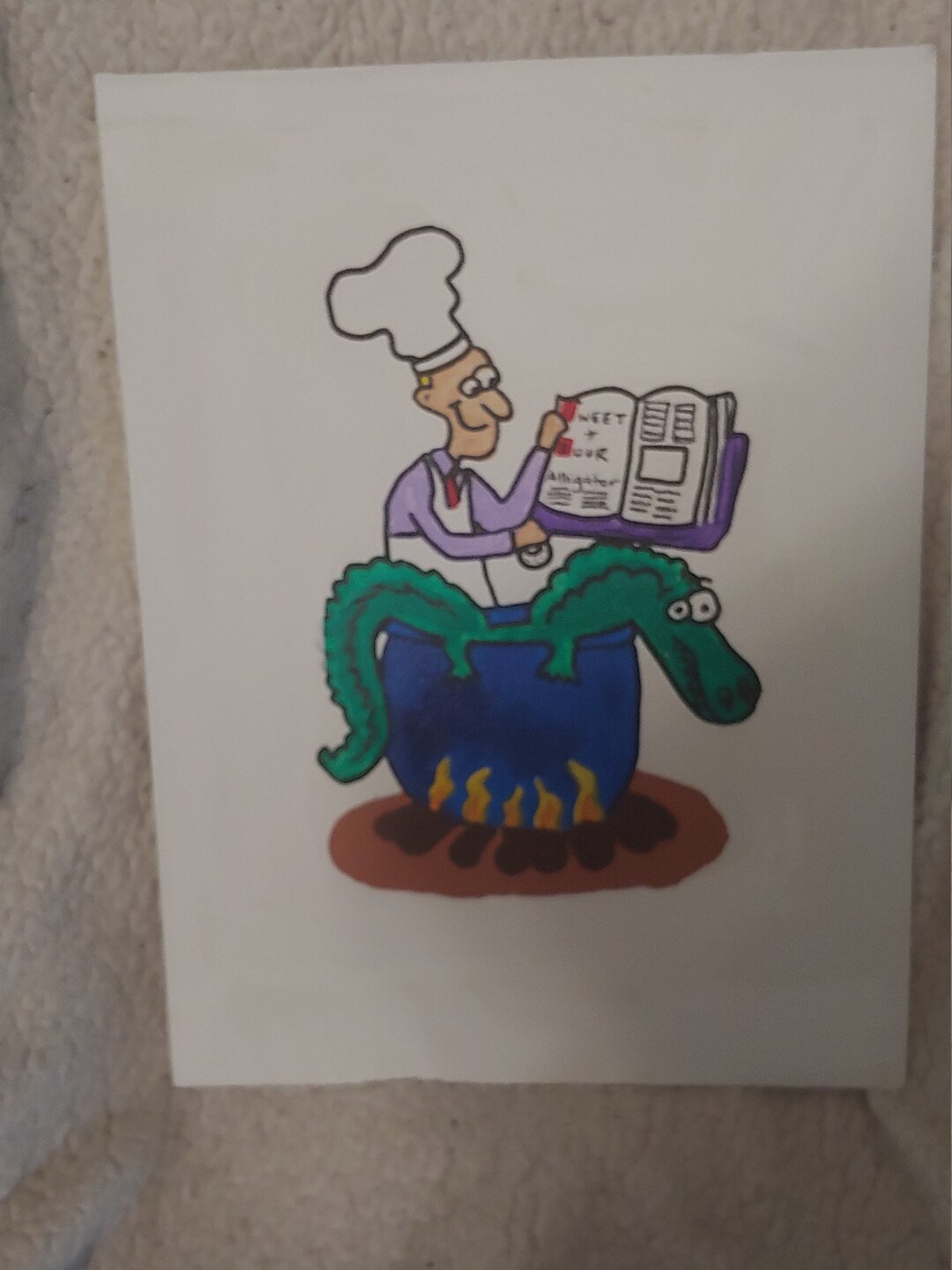 Alligator Stew Children's Artwork, Cartoon of Chef With Alligator ...
