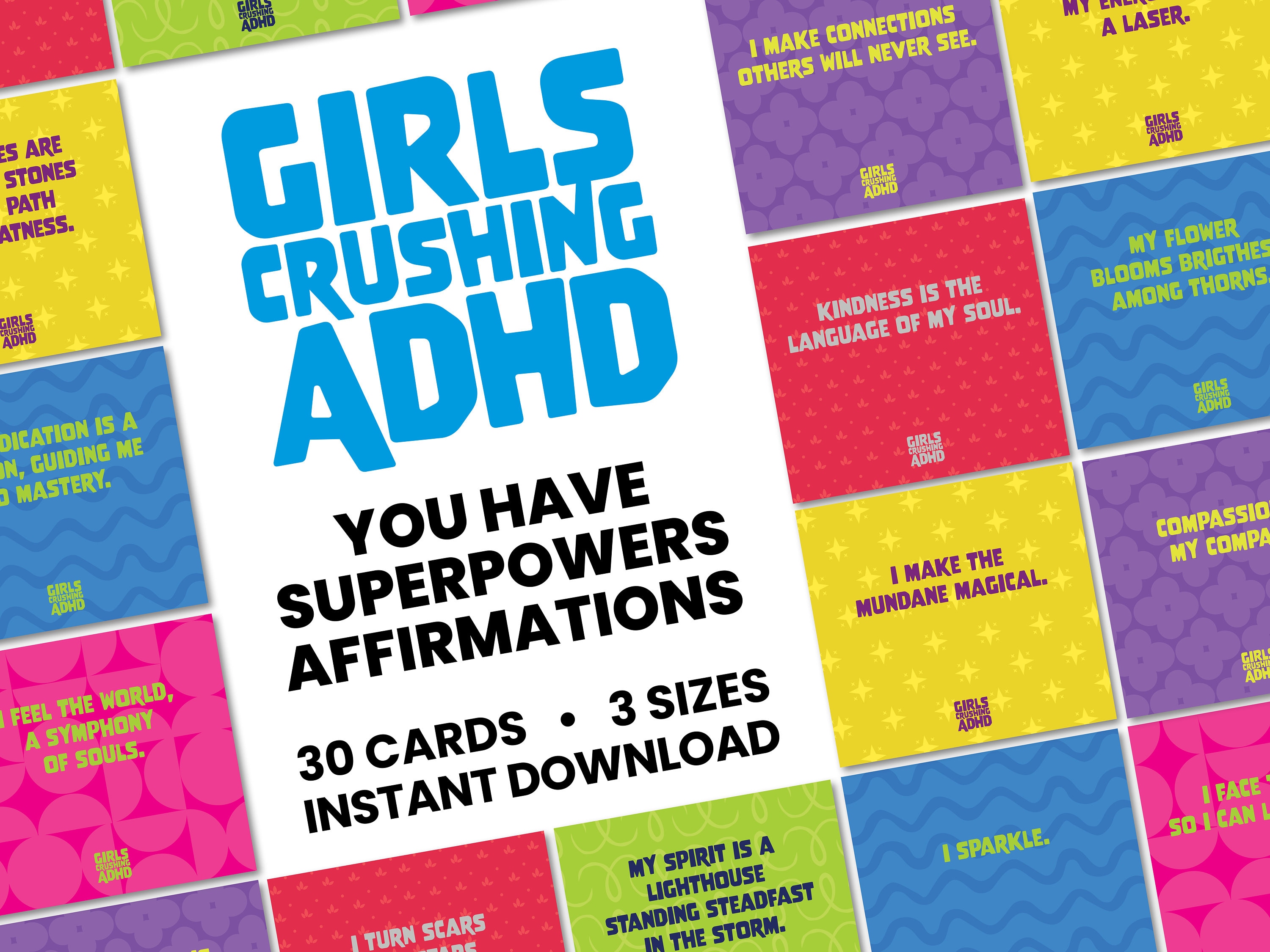 Printable Affirmation Cards for Girls With ADHD Highlighting ...