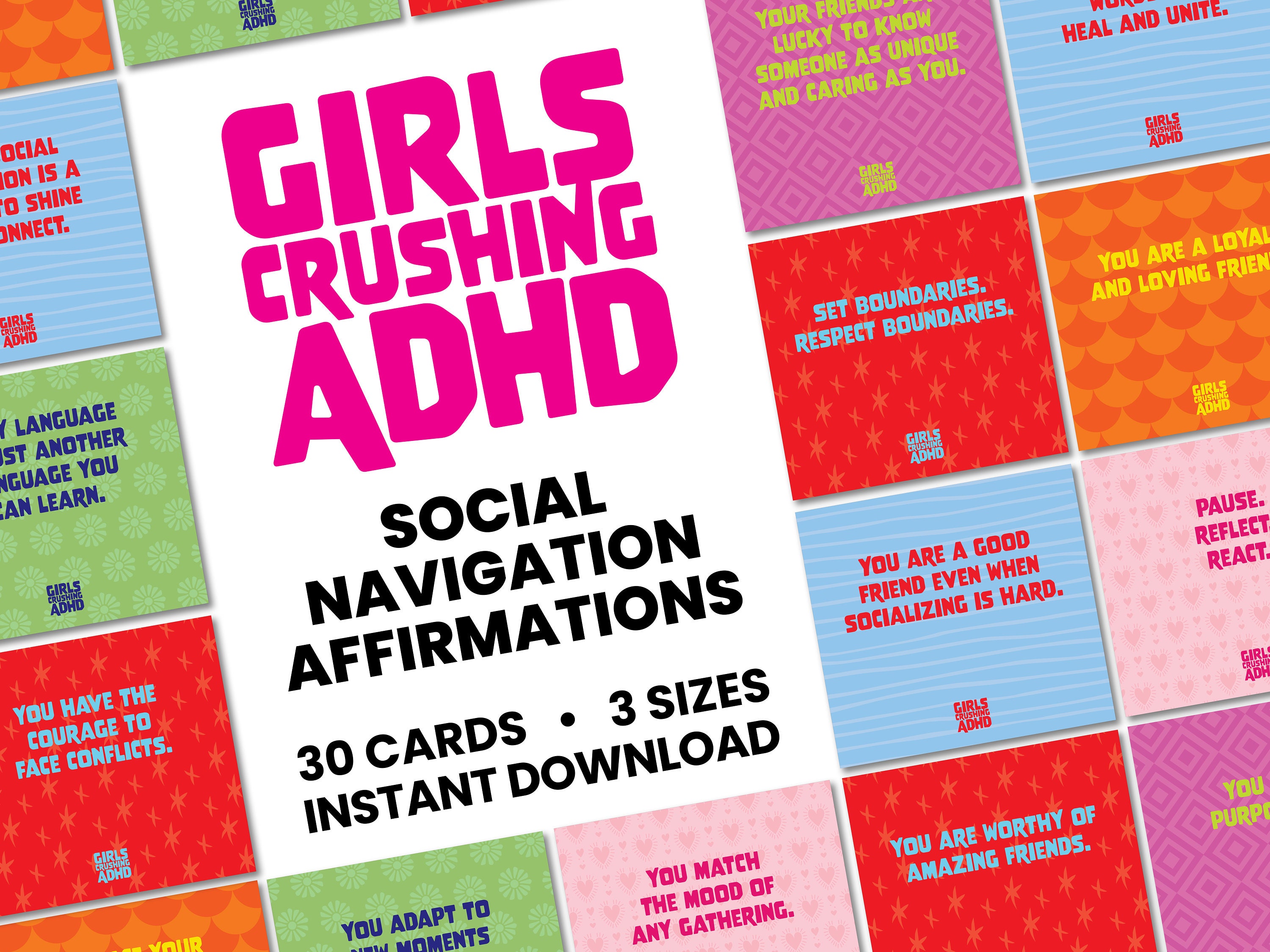Printable Affirmation Cards for Girls With ADHD Designed to Promote ...