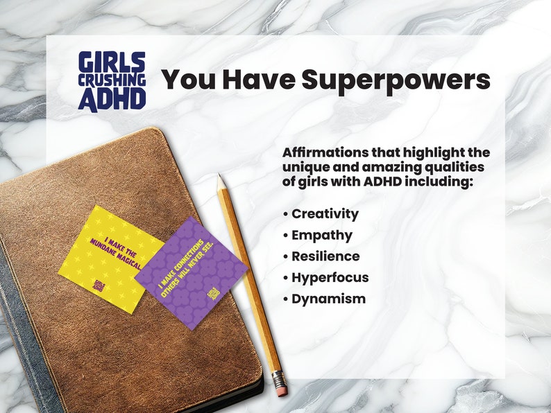 Printable Affirmation Cards for Girls With ADHD Highlighting ...