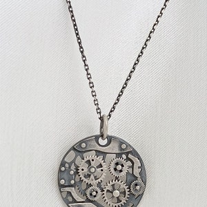 Sterling Silver Gear Necklace-mechanical Necklace-steampunk Jewelry-men ...