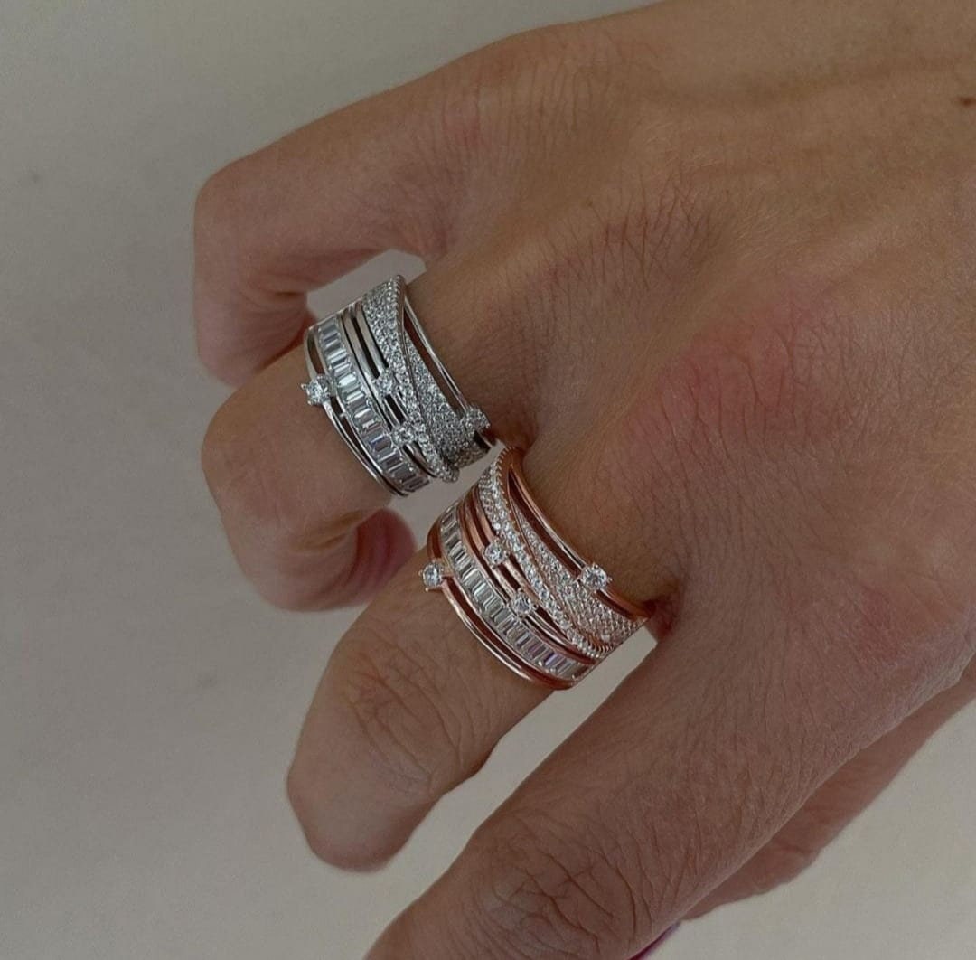 Sterling Silver Spiral Ring: Cubic Zirconia & Baguette Stone - Etsy