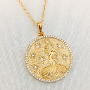 Sterling Silver Venus Goddess Necklace: Zircon Stone Aphrodite Pendant ...