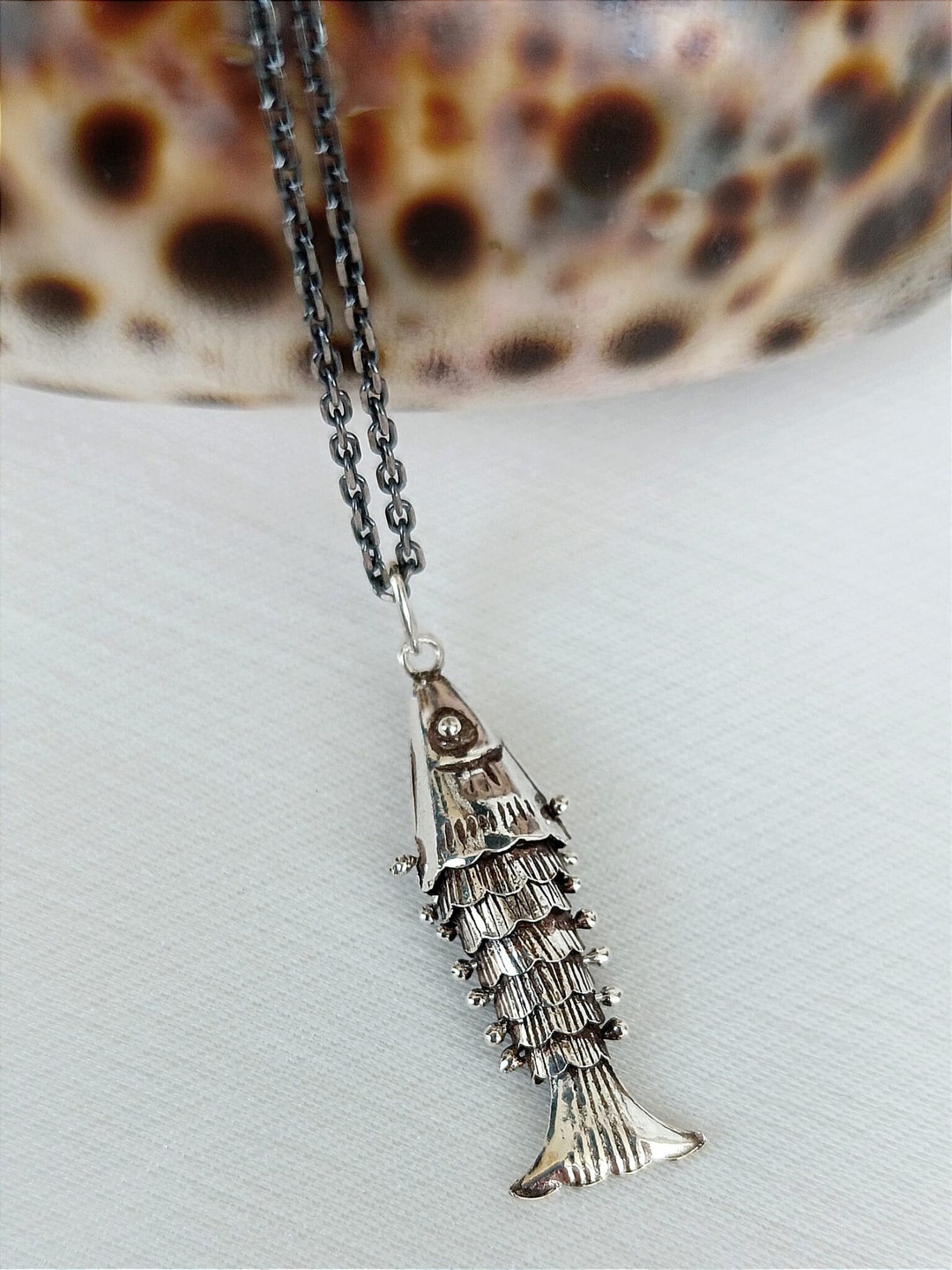 3D Fish Necklace-sterling Silver Fish Necklace-moving Fish Necklace ...