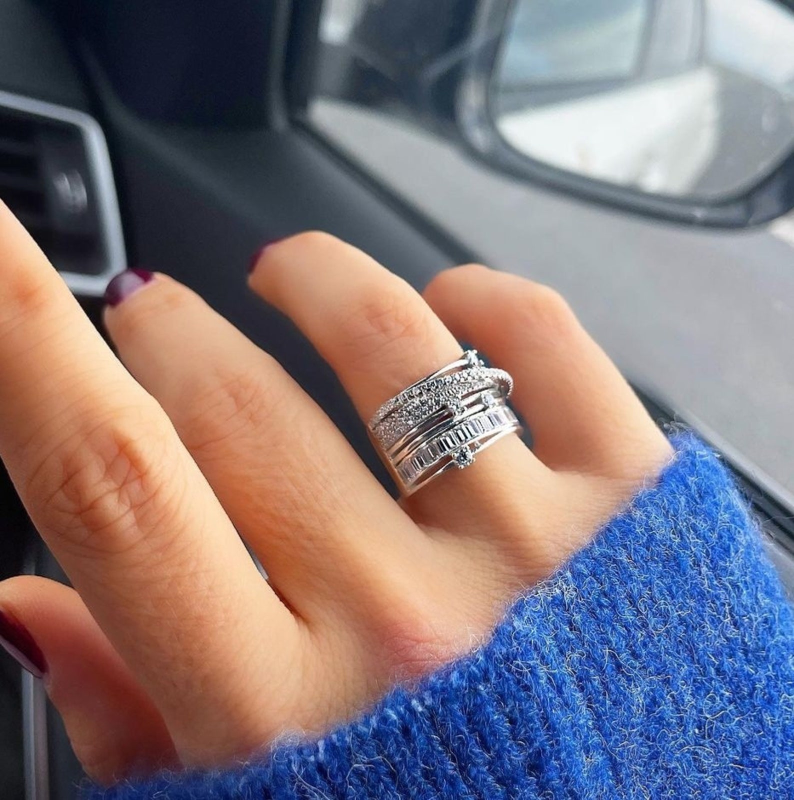 Sterling Silver Adjustable Multi-stone Ring-spiral Ring-elegant Ring ...