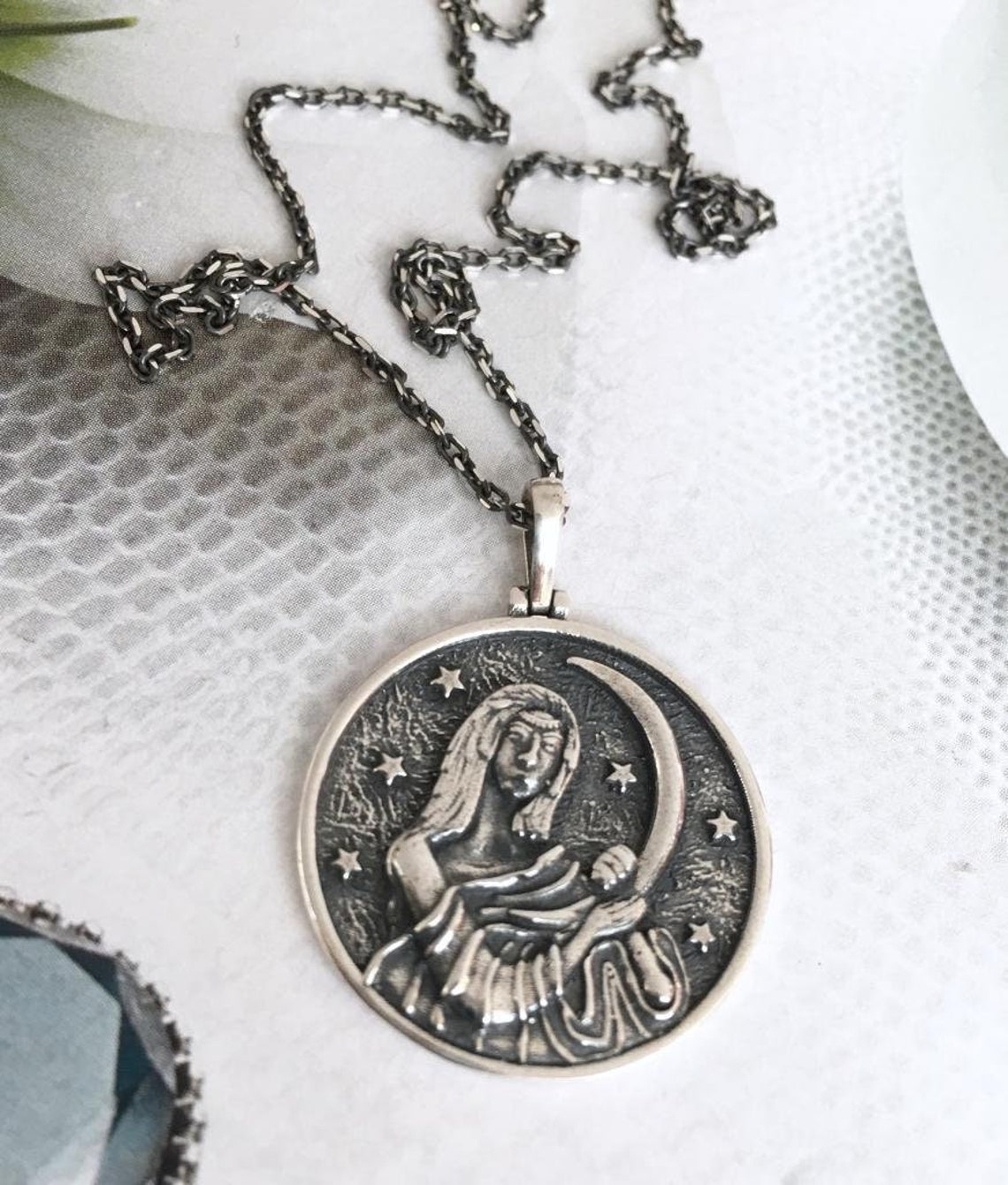 Goddess Selene Necklace: Sterling Silver Mythology Jewelry - Etsy