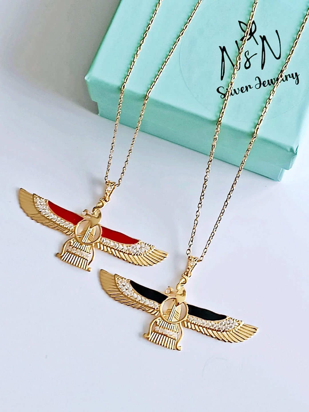 925 Silver Ahura Mazda Necklace: Faravahar Pendant, Enamel Jewelry - Etsy