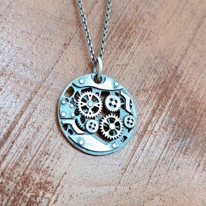 Sterling Silver Gear Necklace-mechanical Necklace-steampunk Jewelry-men ...