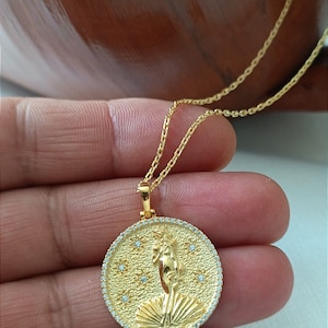 Sterling Silver Venus Goddess Necklace: Zircon Stone Aphrodite Pendant ...