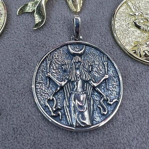 Goddess Hecate 925 Silver Necklace,mythologic Hecate Medallion, Ancient ...