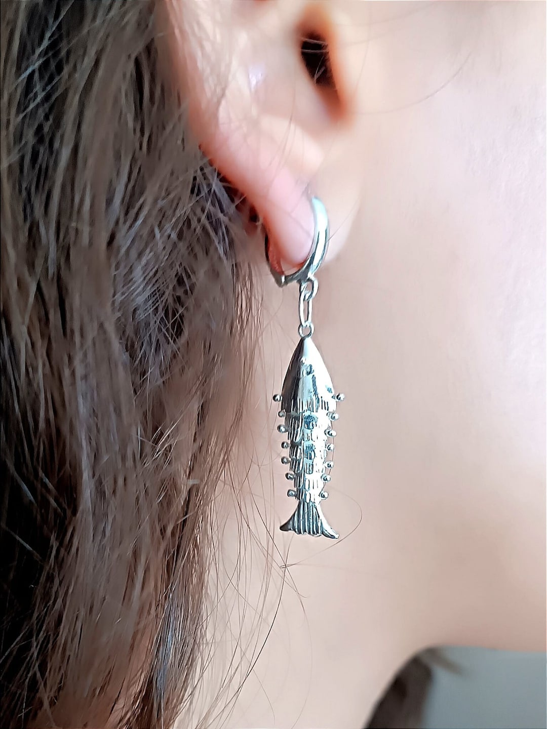Sterling Silver Fish Dangle Earrings: Articulated 3D Pisces Jewelry - Etsy