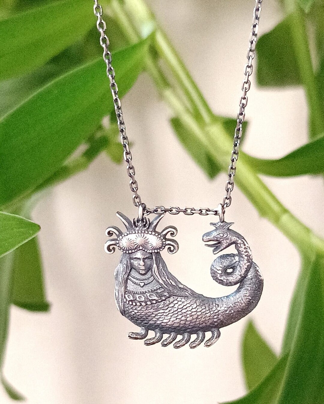 Shahmaran Necklace-mythological Pendant-sterling Silver Handmade ...