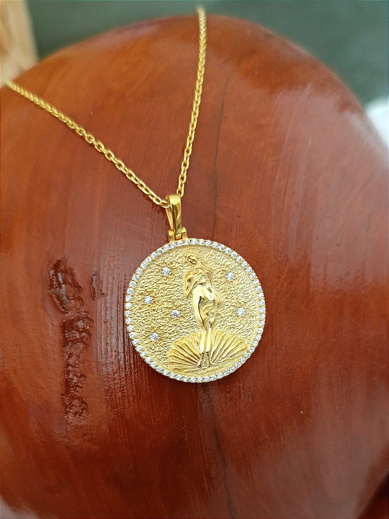 Sterling Silver Venus Goddess Necklace: Zircon Stone Aphrodite Pendant ...