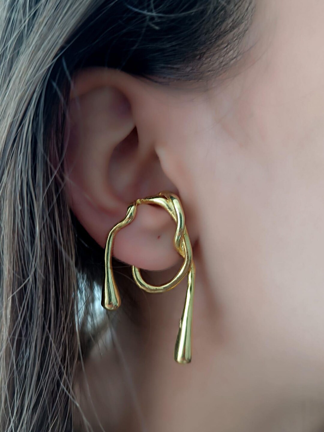 Ear Lobe Cuff Earrings-chunky Ear Cuff-helix Cuff-sterling Silver Ear ...