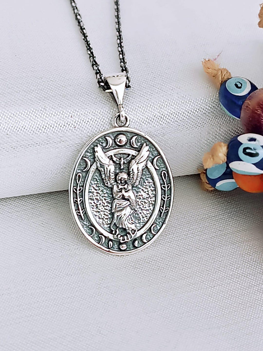 Sterling Silver Guardian Angel Talisman Necklace: Spiritual Protection ...
