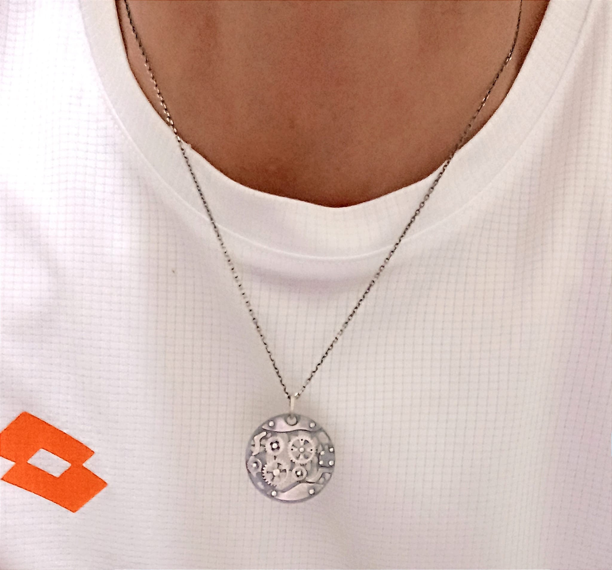 Sterling Silver Gear Necklace-mechanical Necklace-steampunk Jewelry-men ...