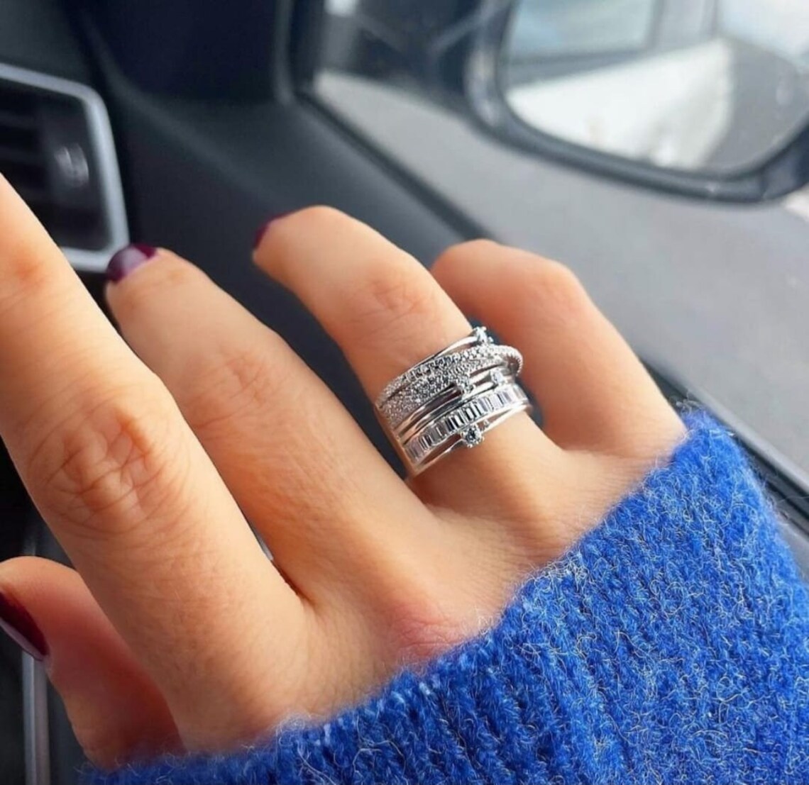 Sterling Silver Spiral Ring: Cubic Zirconia & Baguette Stone - Etsy