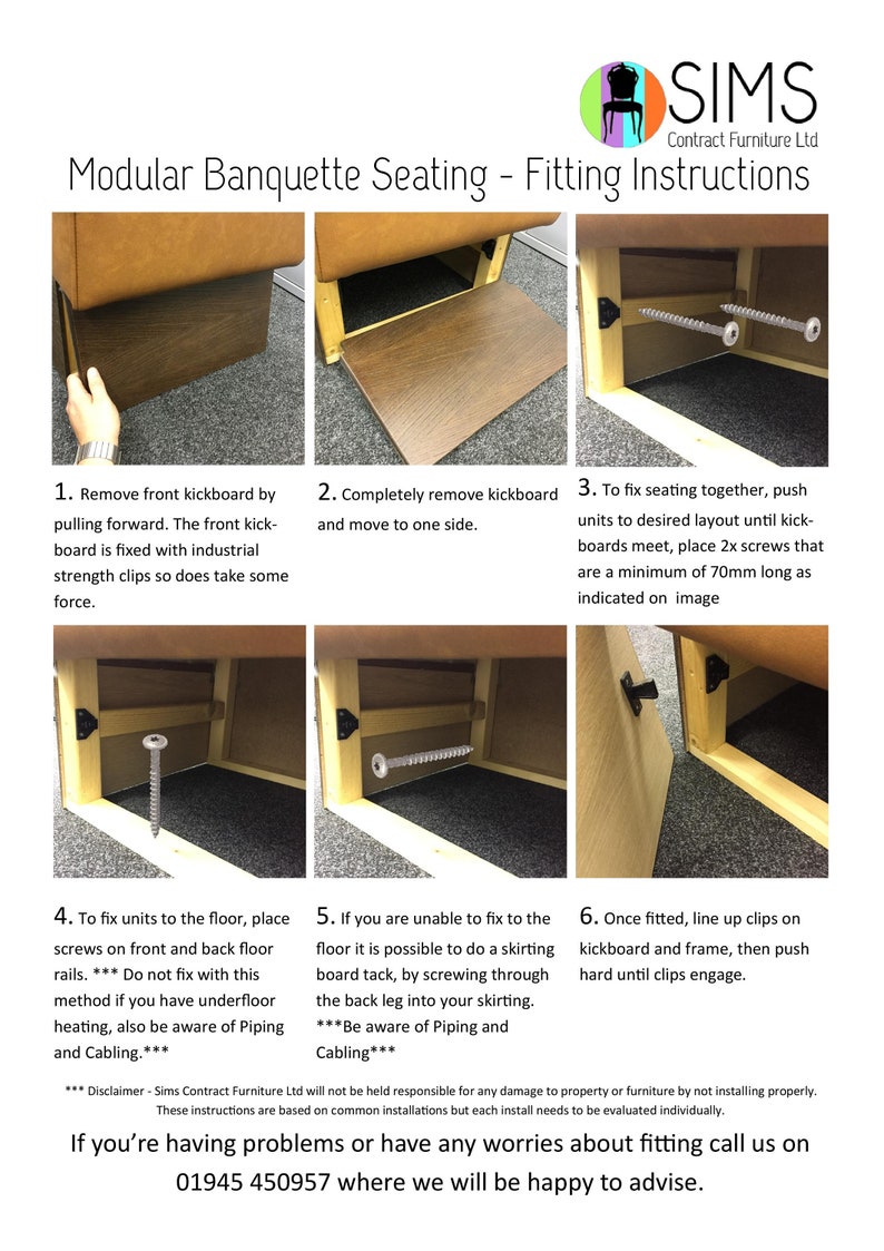 Modular Plain Back Banquette Fitted Bench Booth Seating - Cafe, Kitchen ...